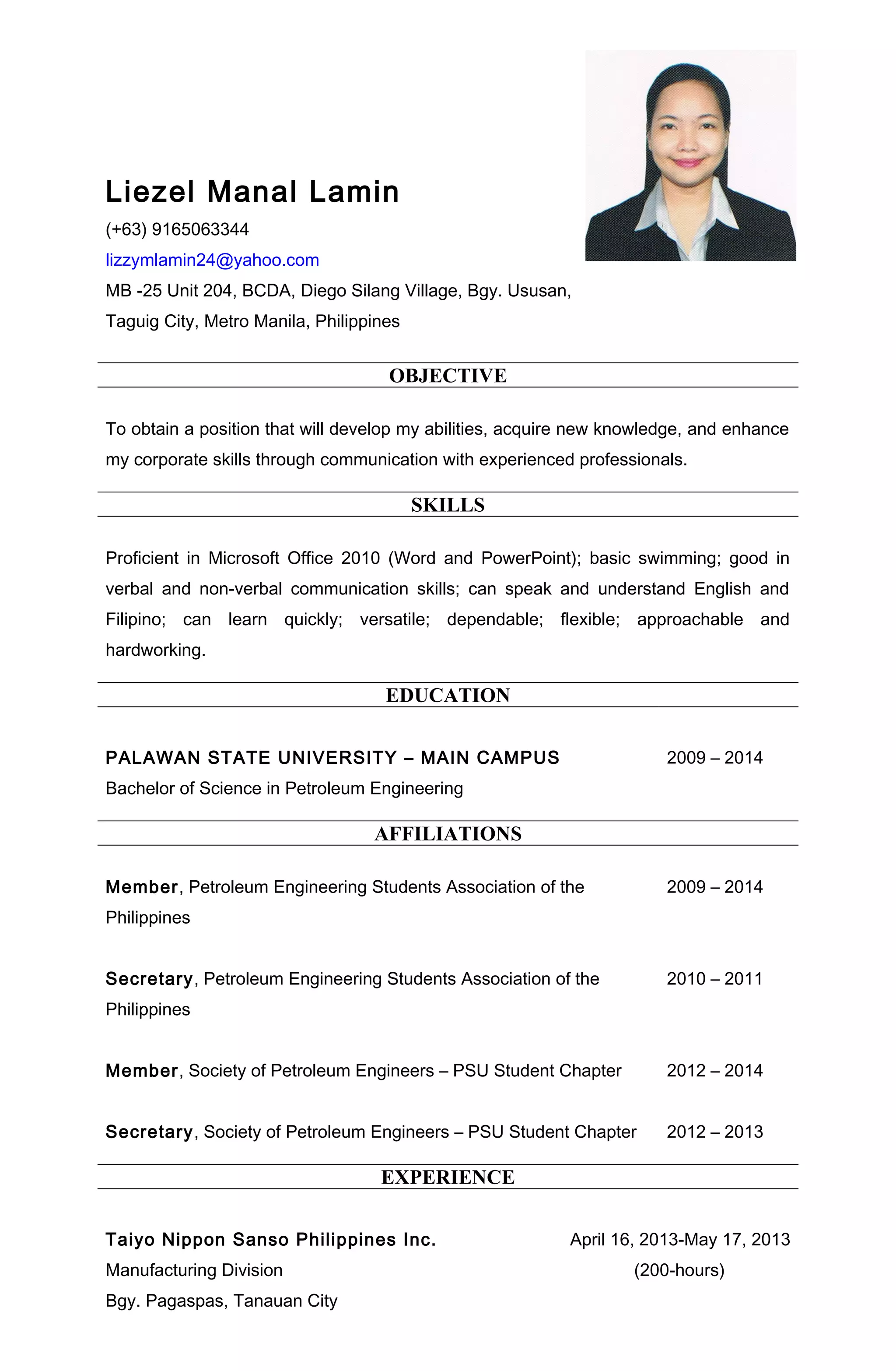 LAMIN, Resume | DOC | Resume Writing and Advice | Job Search