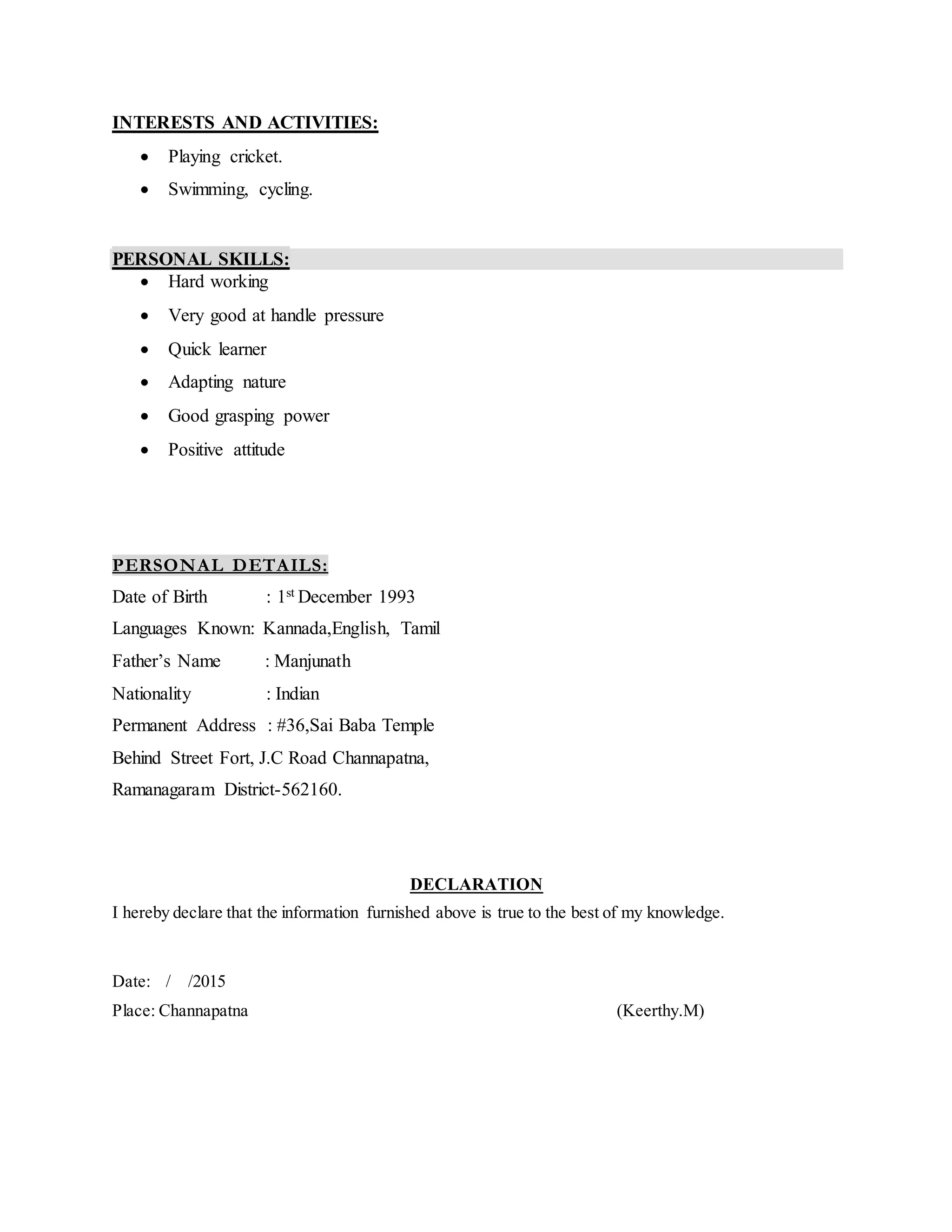 keerthy resume | PDF