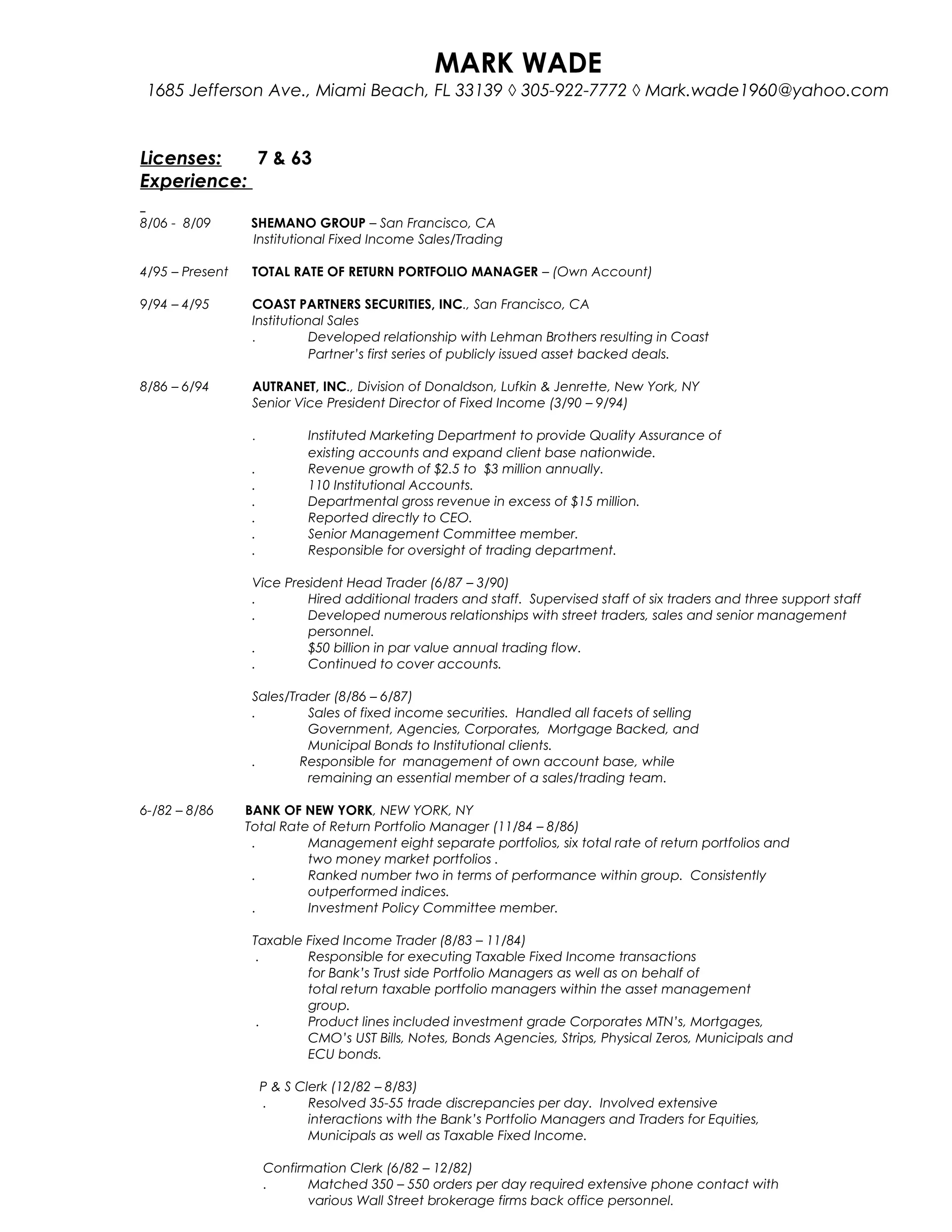 Mark Wade's Resume (3) | DOC