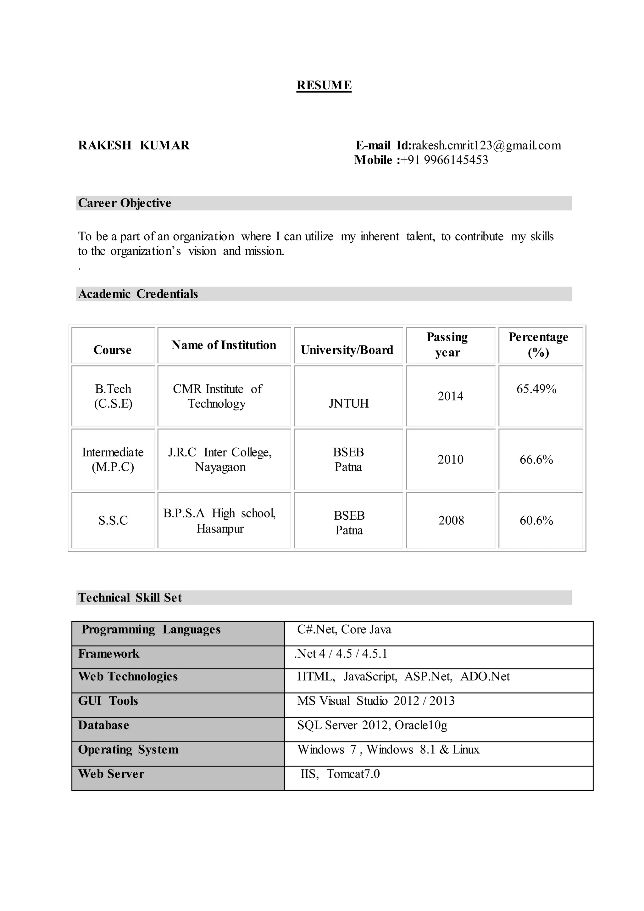 rakesh_resume 3 | PDF