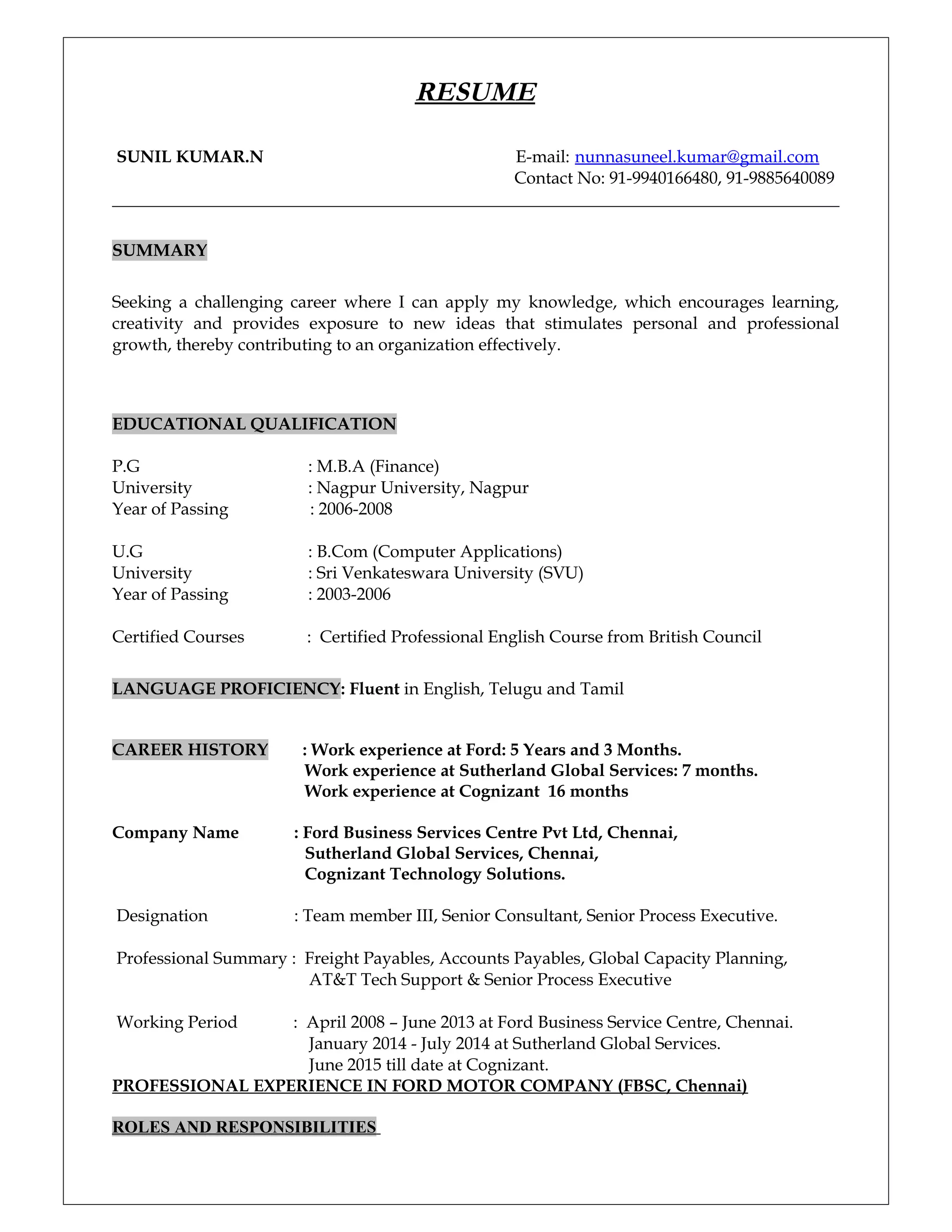 Sunil_ Resume updated | DOC