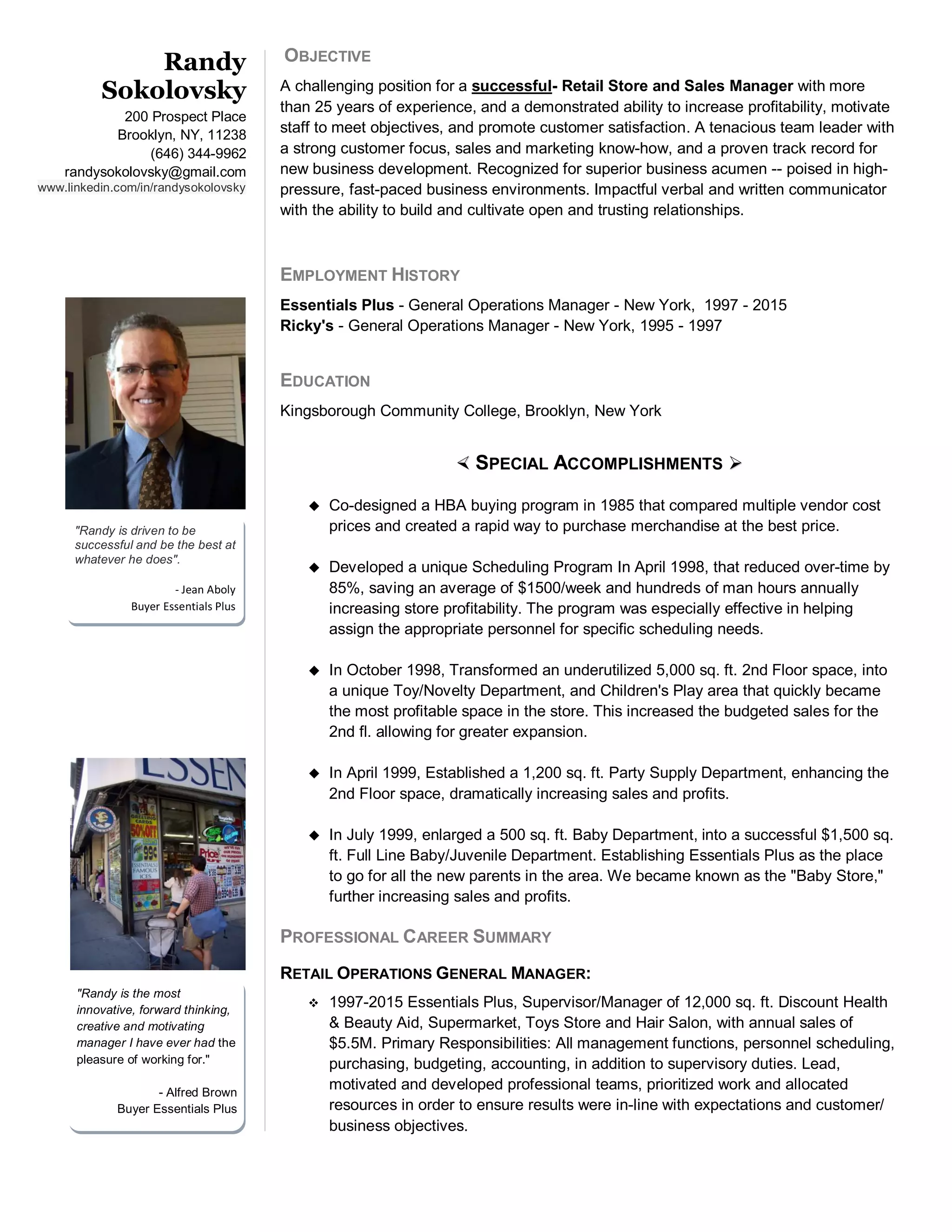 Randy Sokolovsky Resume | PDF