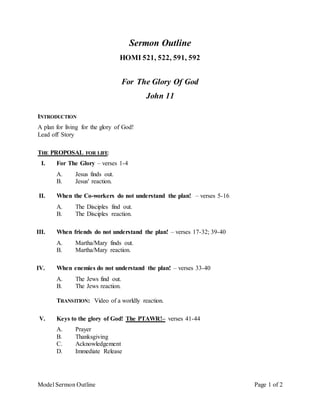 Sermon Outline John 11 | DOCX