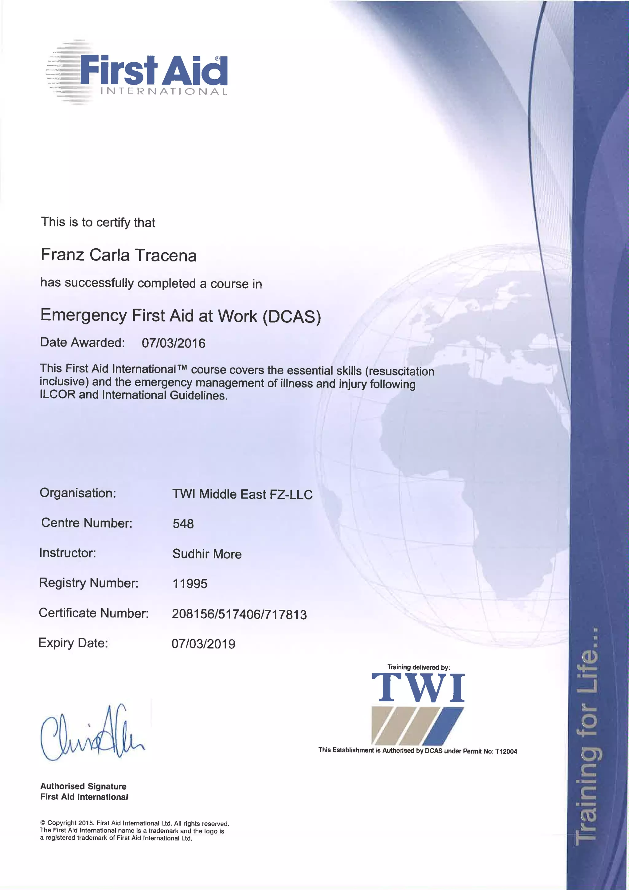 First Aid Training Cert | PDF | Free Download