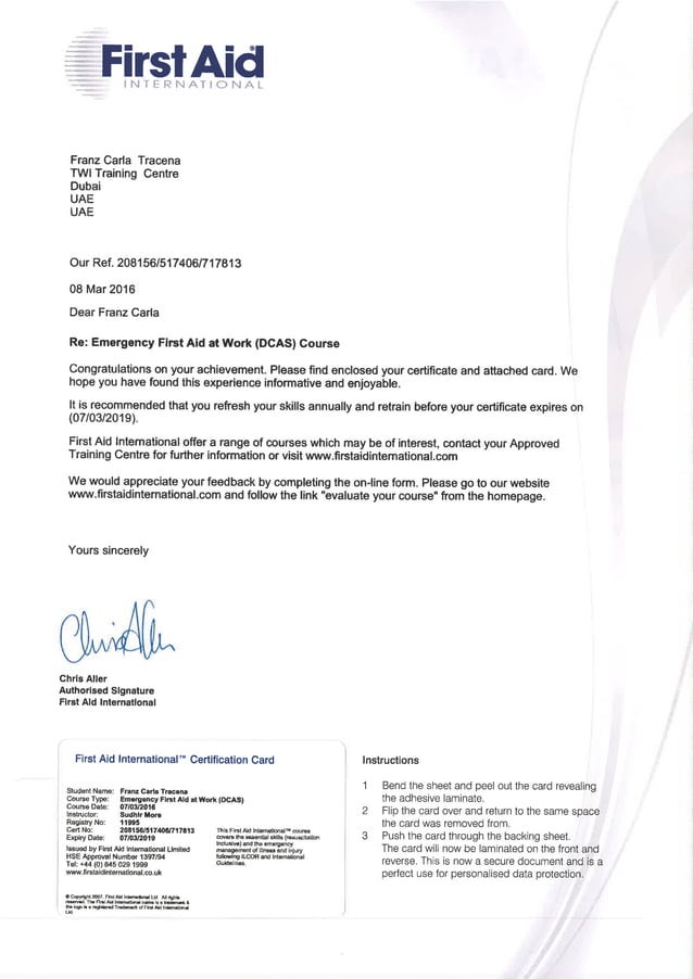 First Aid Training Cert | PDF