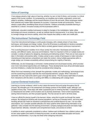 Work_Philosophy | PDF | Workshops and Classes | Hobbies & Interests