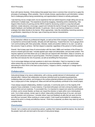 Work_Philosophy | PDF | Workshops and Classes | Hobbies & Interests