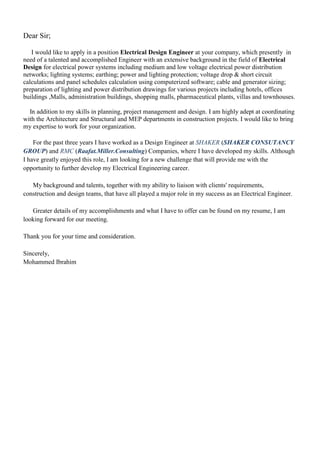 Mohammed Ibrahim CV ( Electrical Engineer) | PDF
