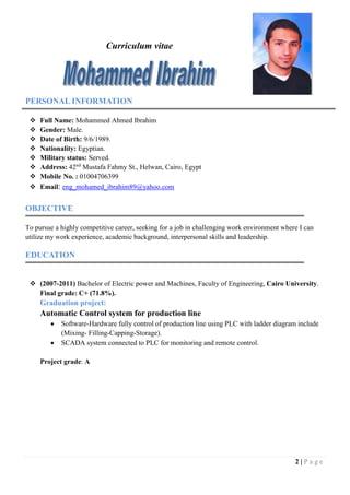 Mohammed Ibrahim CV ( Electrical Engineer) | PDF