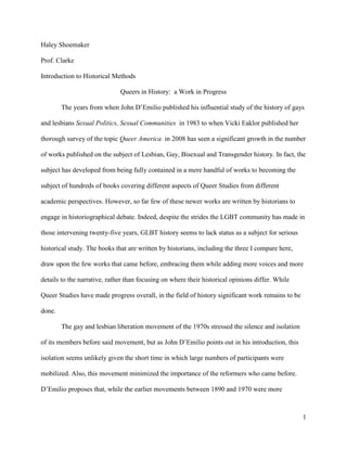 Queer History: A Work In Progress | PDF