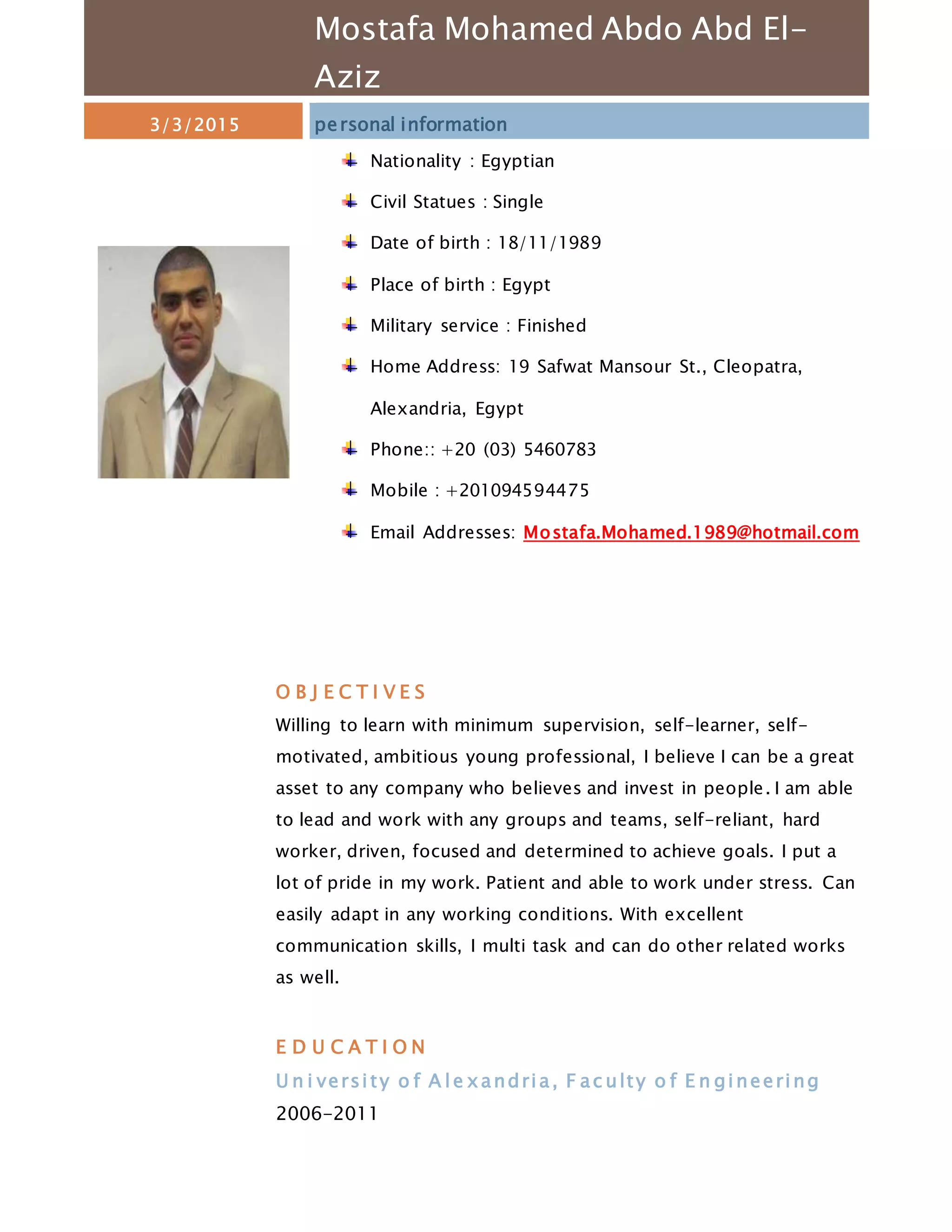 Mostafa Abdo New CV | DOCX | Technology & Computing