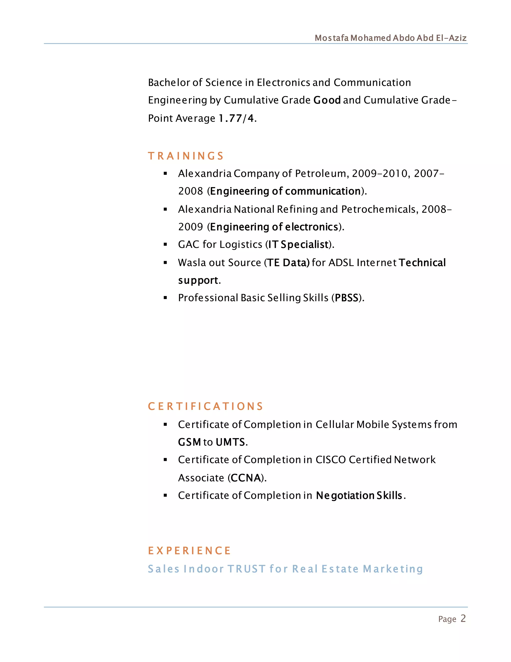 Mostafa Abdo New CV | DOCX