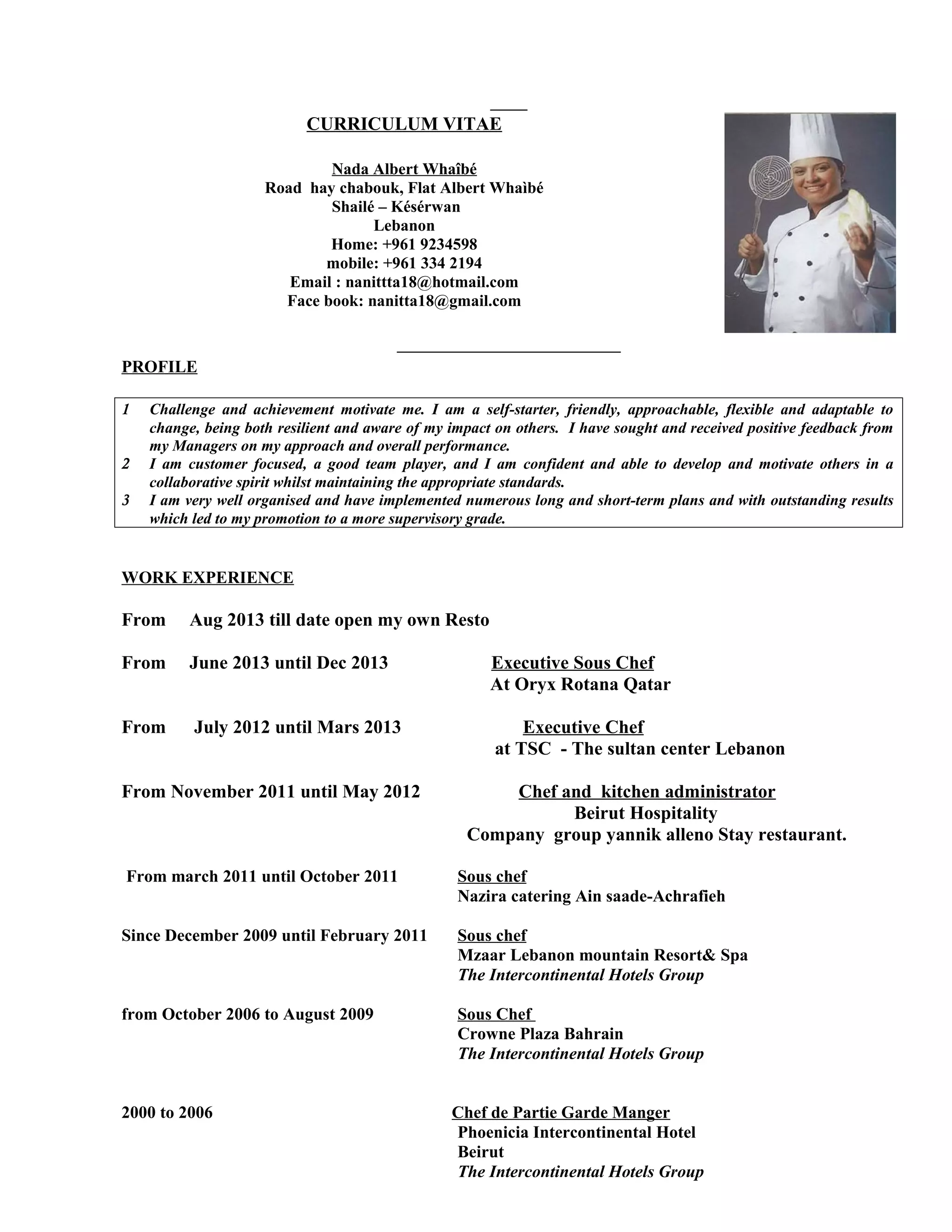 CHEF NADA CV | DOC
