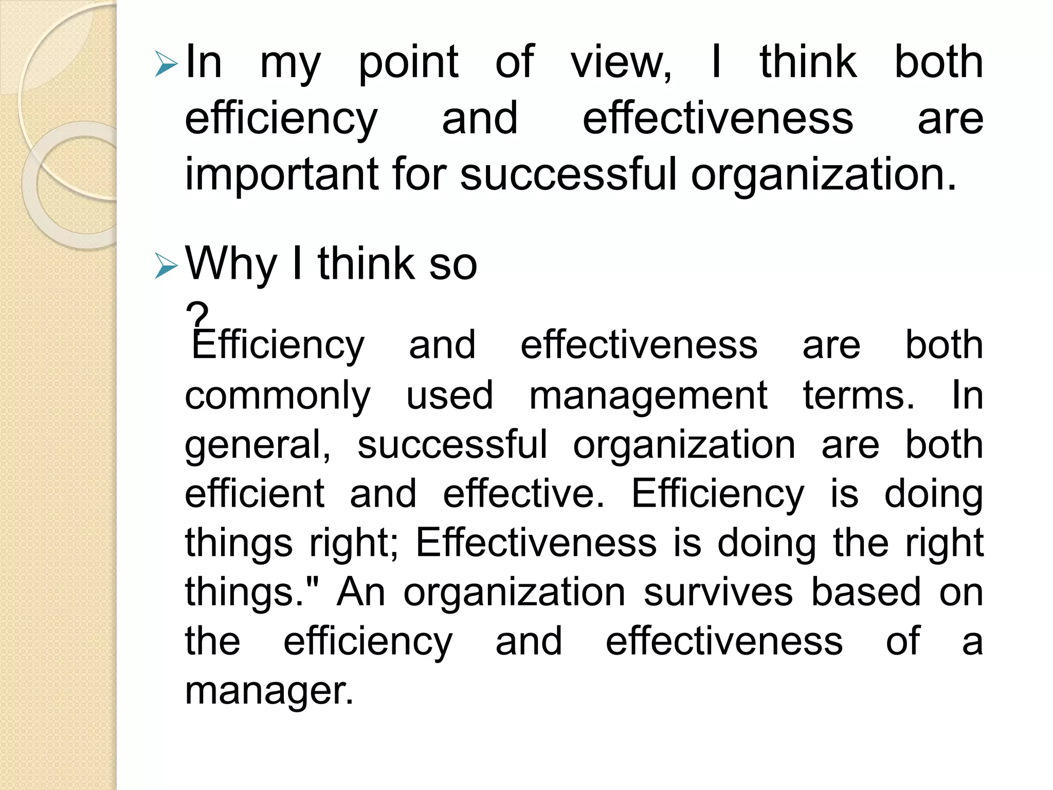Assignment on effectiveness vs efficiency | PPTX