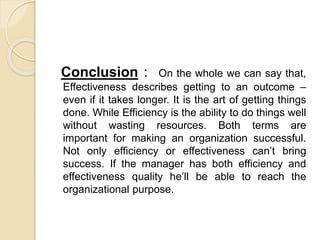 Assignment on effectiveness vs efficiency | PPTX
