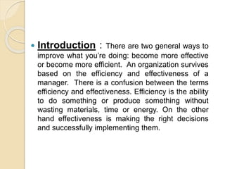 Assignment on effectiveness vs efficiency | PPTX