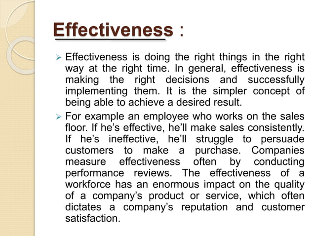 Assignment on effectiveness vs efficiency | PPTX