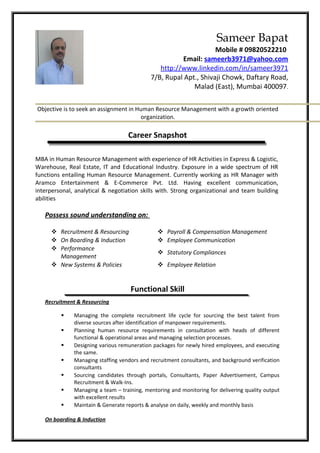 Resume - Sameer (4AM) | PDF