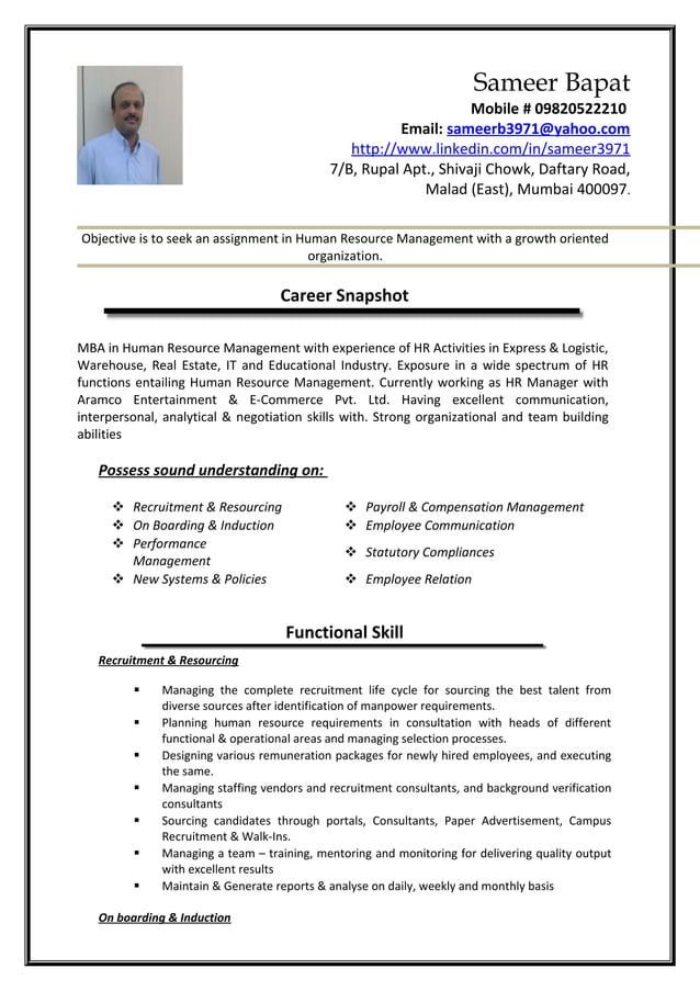 Resume - Sameer (4AM) | PDF