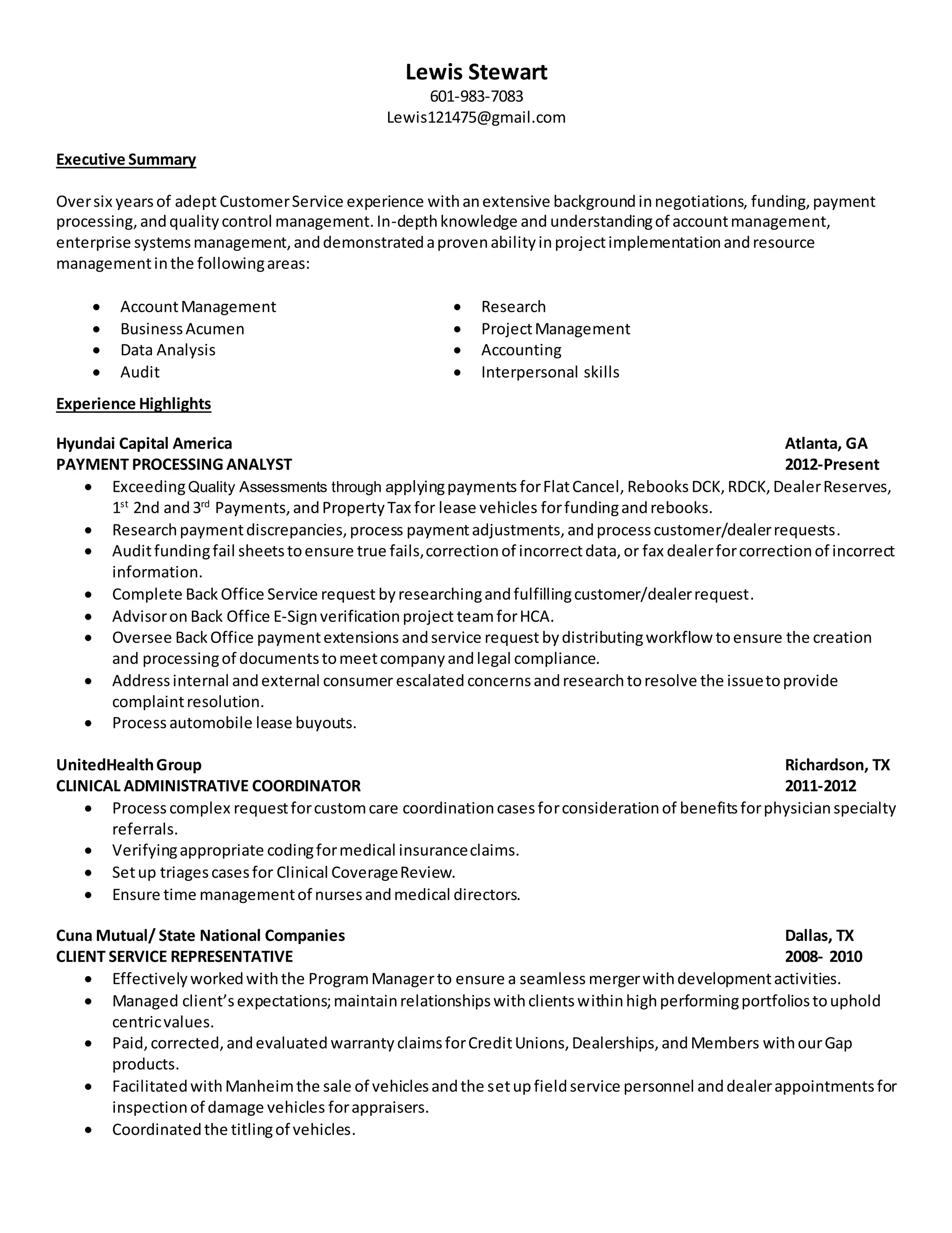 Lewis Stewart Resume | DOCX | Healthcare Industry | Industries