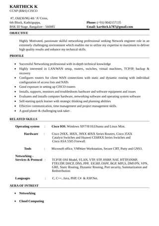 Karthick CCNP Resume | PDF