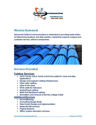 Advanced Cable & Communications | DOCX | Telecommunications Industry ...