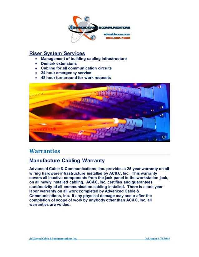 Advanced Cable & Communications | DOCX | Telecommunications Industry ...