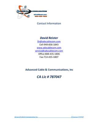 Advanced Cable & Communications | DOCX | Telecommunications Industry ...