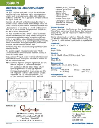 3600a PA Brochure | PDF | Computer Peripherals | Computing