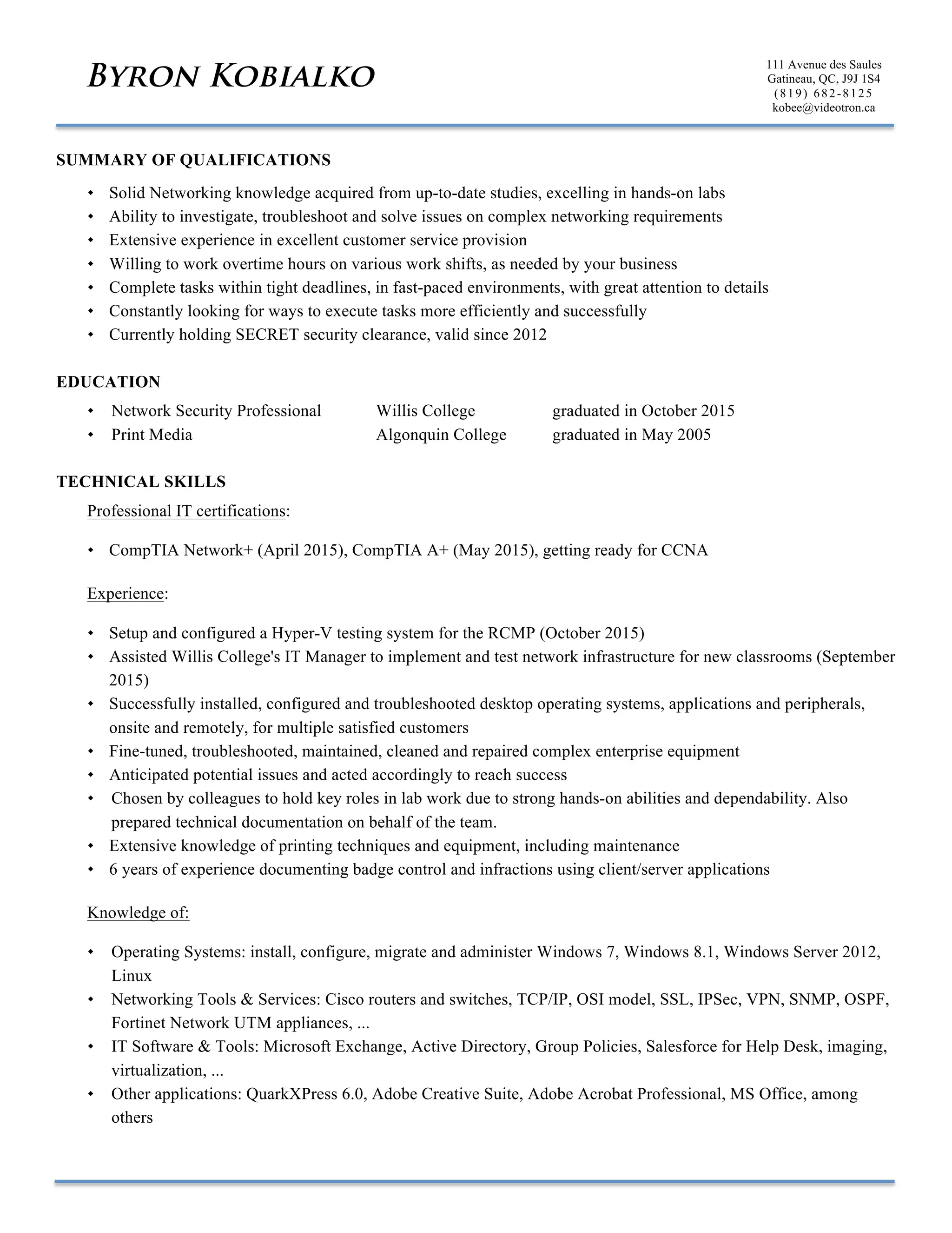 Byron Kobialko_Resume 201601 | PDF