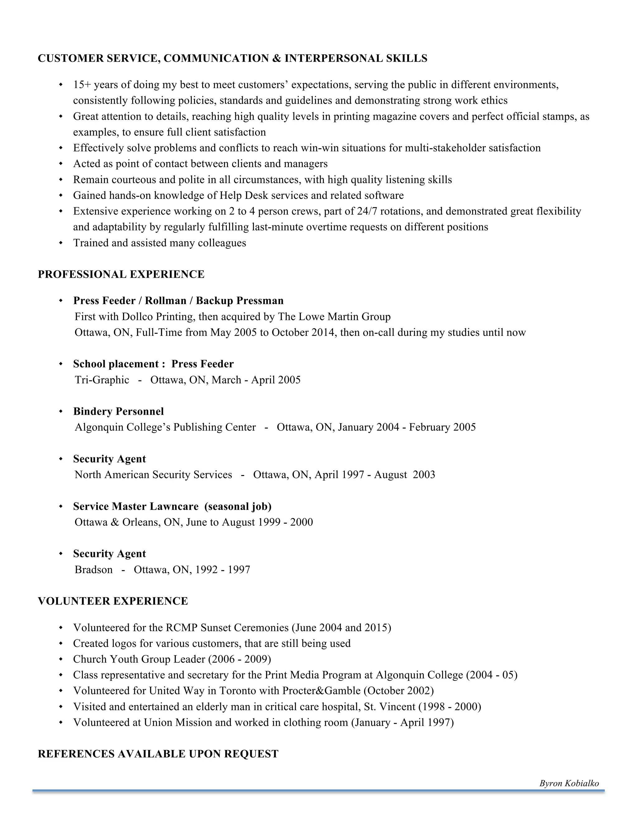 Byron Kobialko_Resume 201601 | PDF