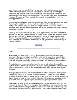 Good Citizenship Examples