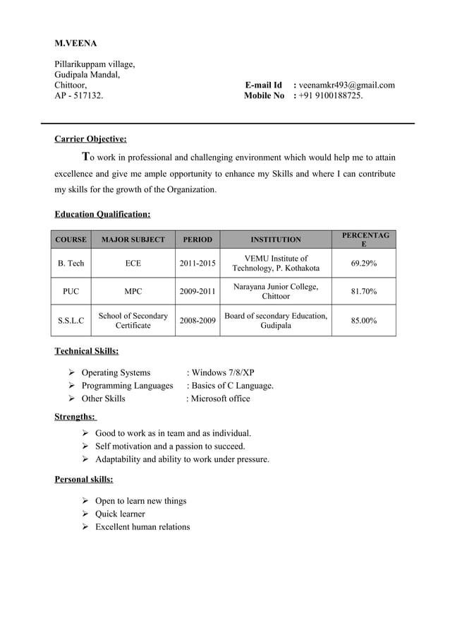 Veena mkr 493 Resume | DOC
