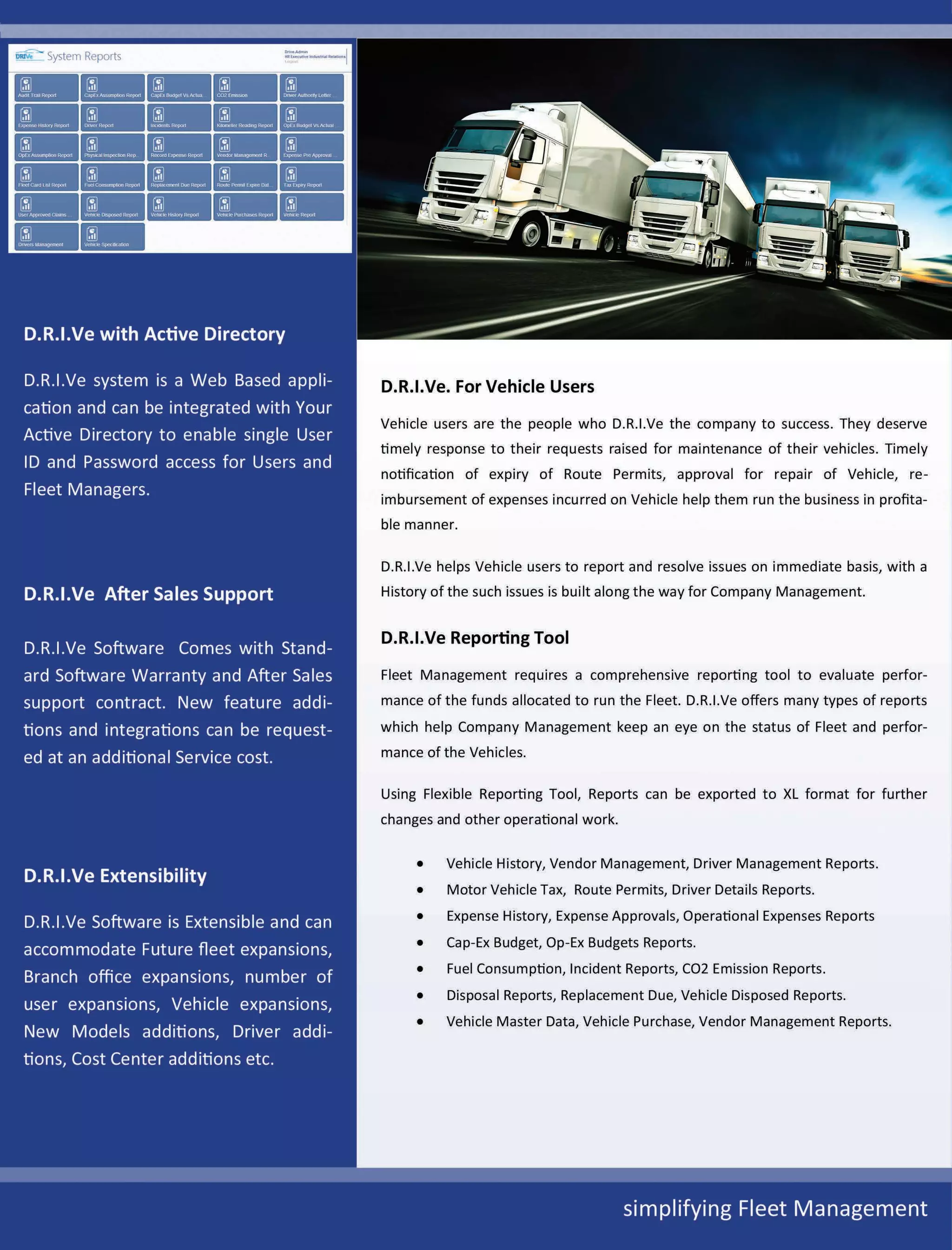 DRIVE Fleet Management Software V1 Brochure | PDF
