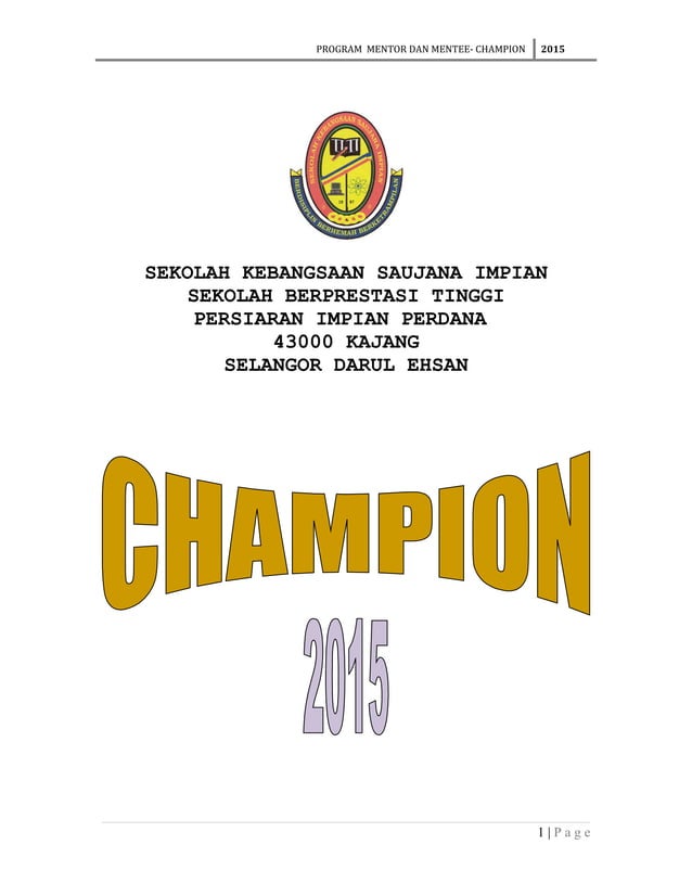 Contoh Kertas Kerja Program Champion -Mentor mentee-champion | DOC