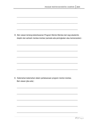 Contoh Kertas Kerja Program Champion -Mentor mentee-champion | DOC