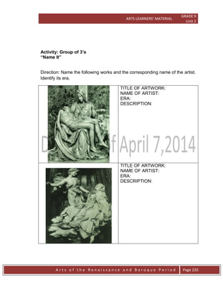 Grade 9 Module In ARTS | PDF