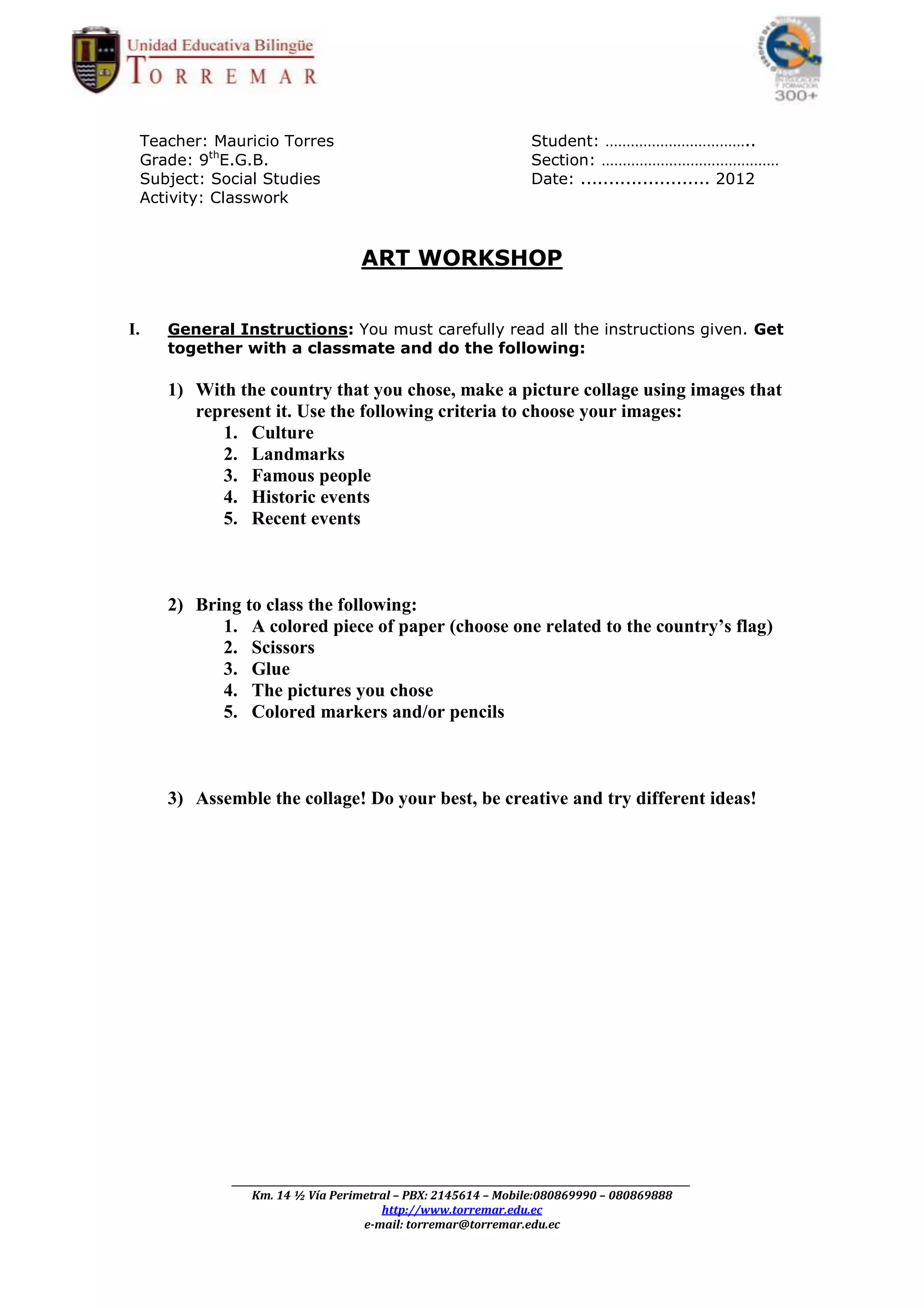 Art Workshop: Collage | DOCX