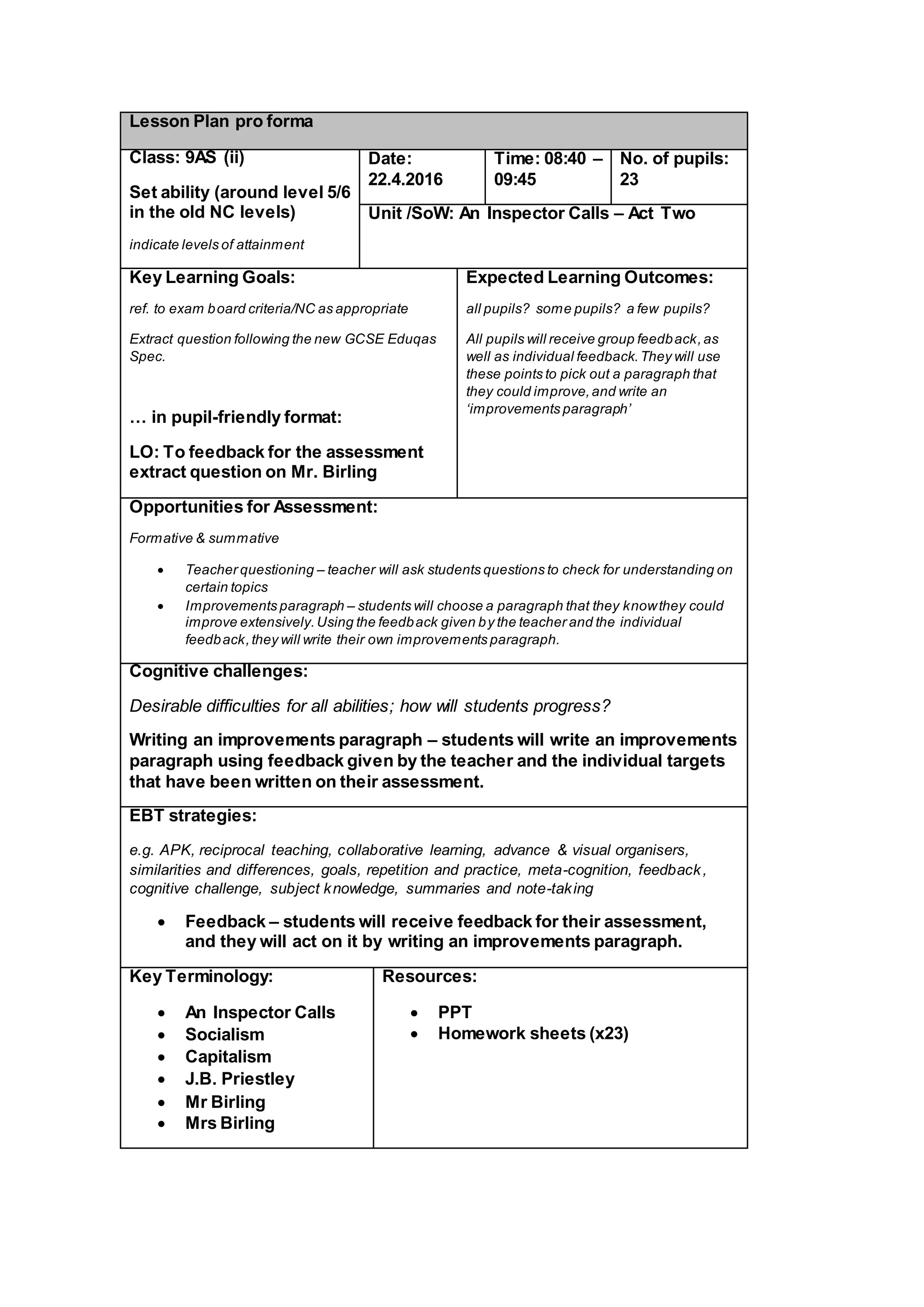 9AS Assessment feedback 22.4.2016 plan | DOCX