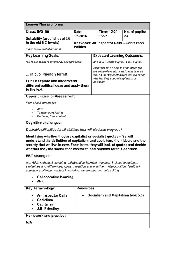 9AS L2 politics lesson plan | PDF