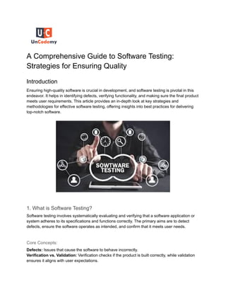 A Comprehensive Guide to Software Testing: Strategies for Ensuring ...