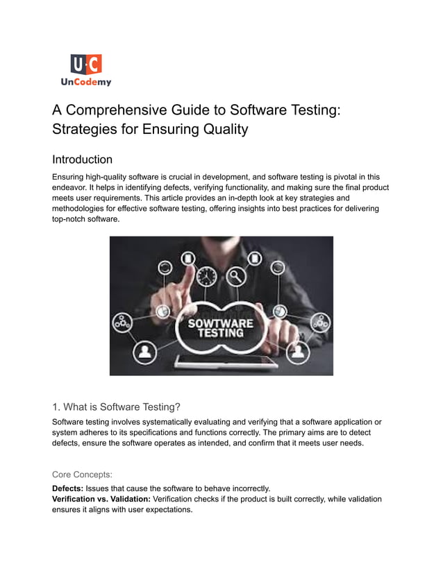 A Comprehensive Guide to Software Testing: Strategies for Ensuring ...