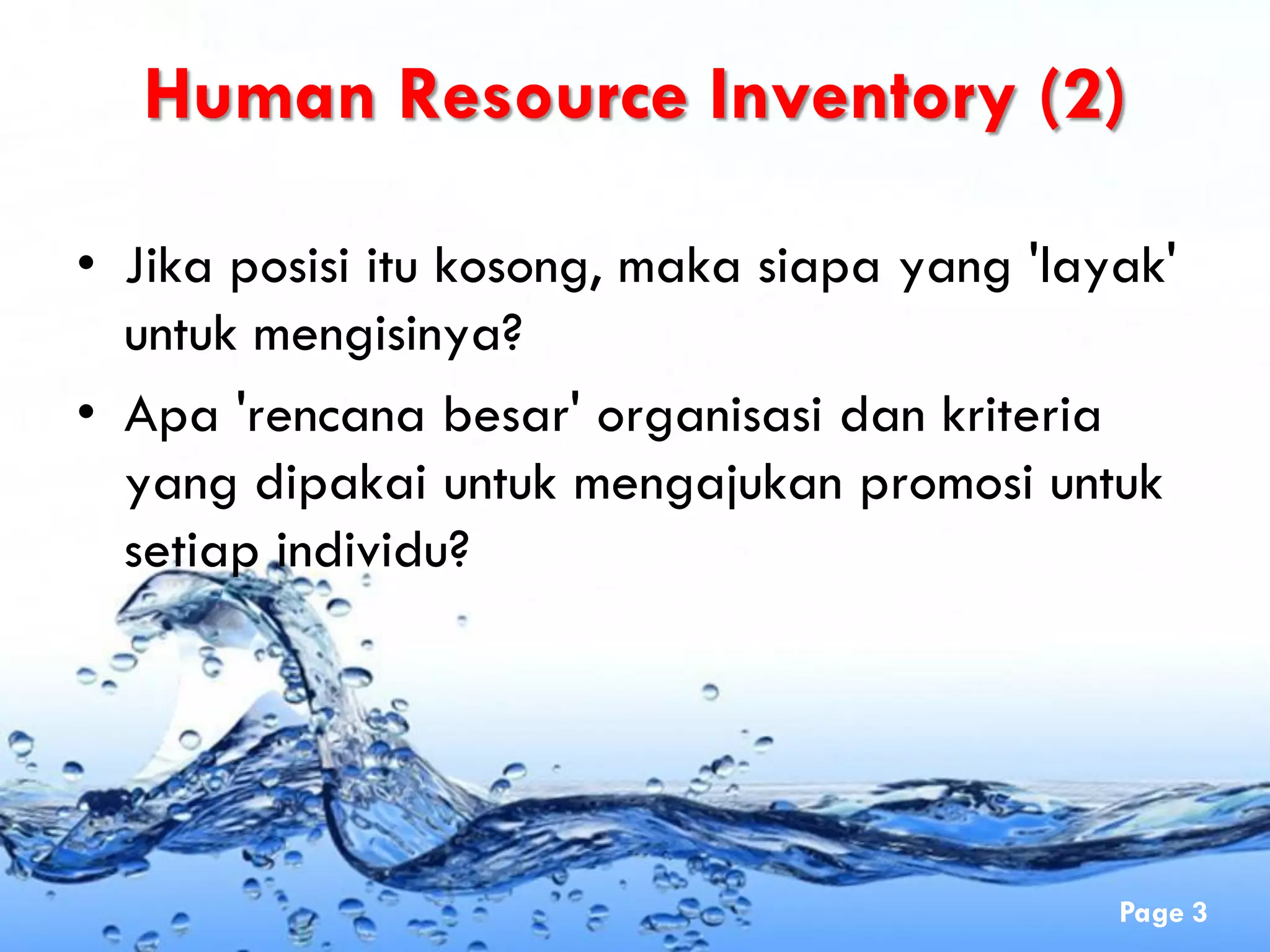 Human resource inventory (alat untuk merencanakan SDM) | PDF