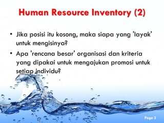 Human resource inventory (alat untuk merencanakan SDM) | PDF