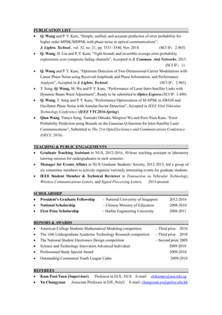 WANG Qian_CV_2016 | PDF | Telecommunications Industry | Industries