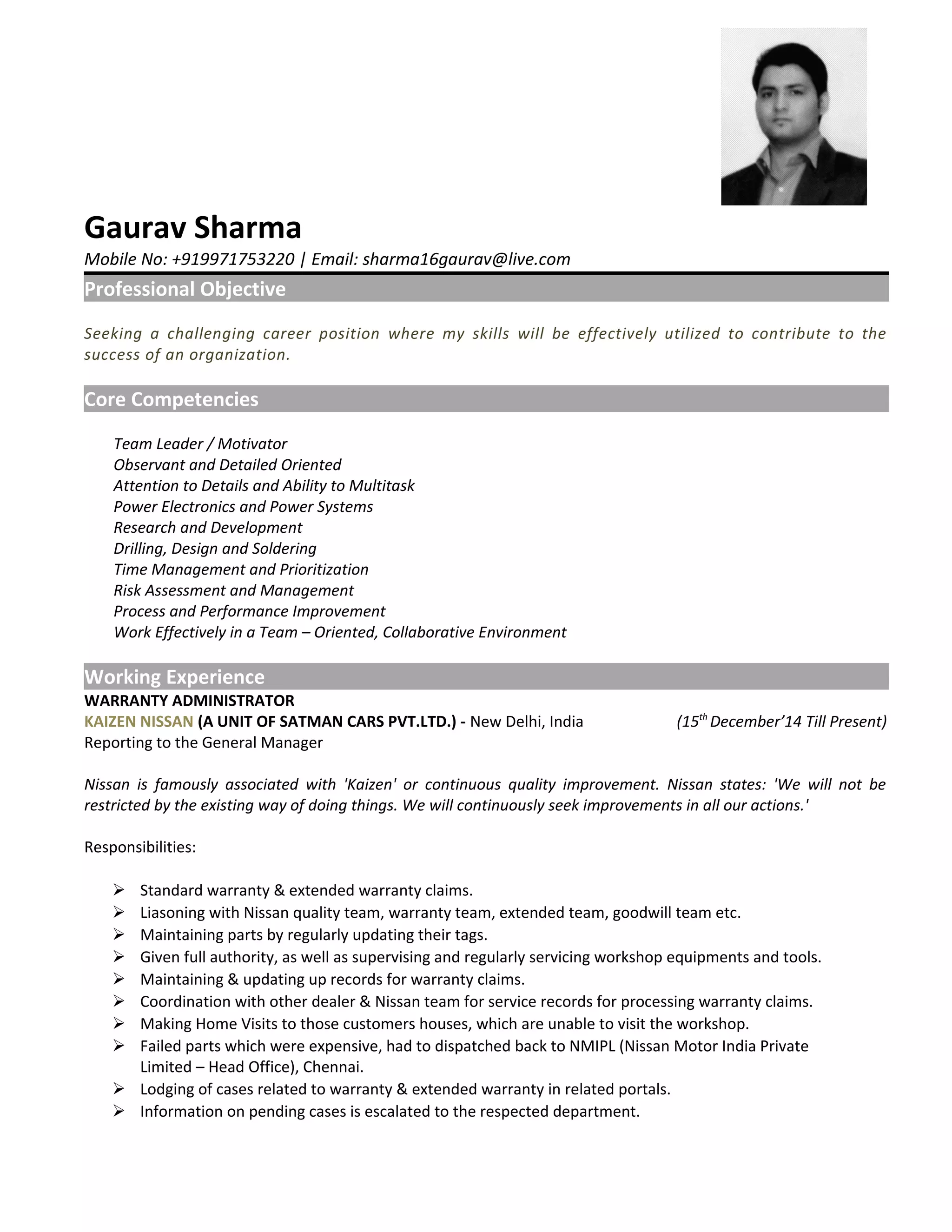 Gaurav Sharma Resume | DOC