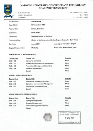 MBA Certificate and Transcript | PDF