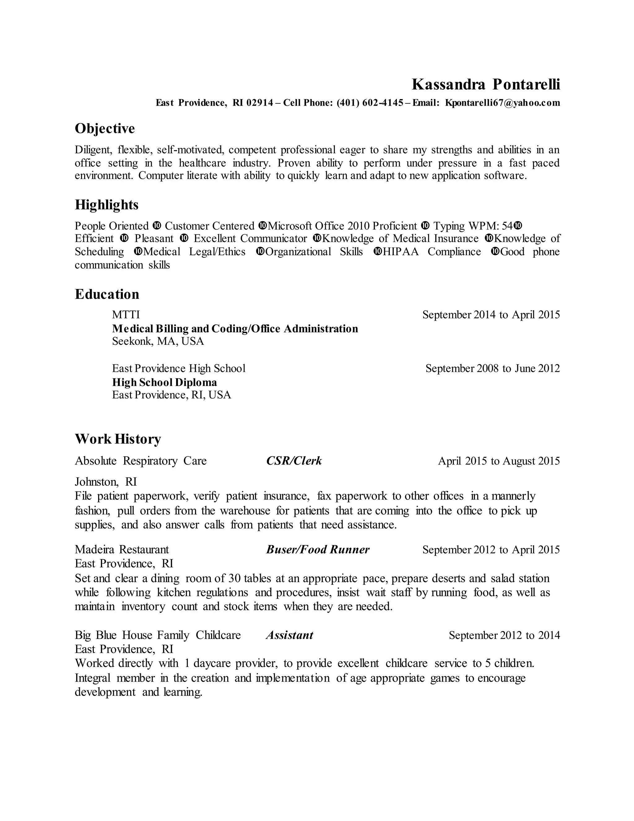 Kassandra Pontarelli Resume | DOCX