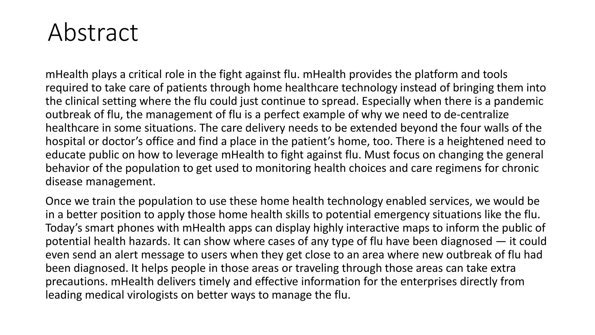 Role of mHealth in the fight against flu - Bipin Thomas | PPT