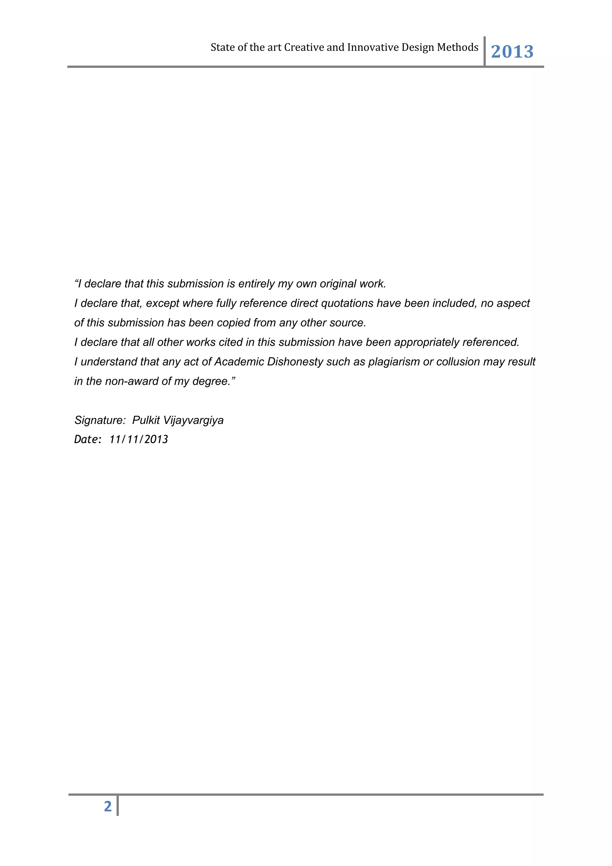 State of the art creative and innovative design methods | PDF